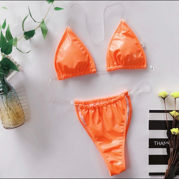Swim | Orange Latex Bikini | Poshmark